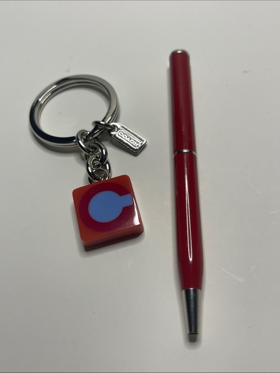 Coach | Accessories | Coach Red Square Keychain With Blue C Logo Accent ...